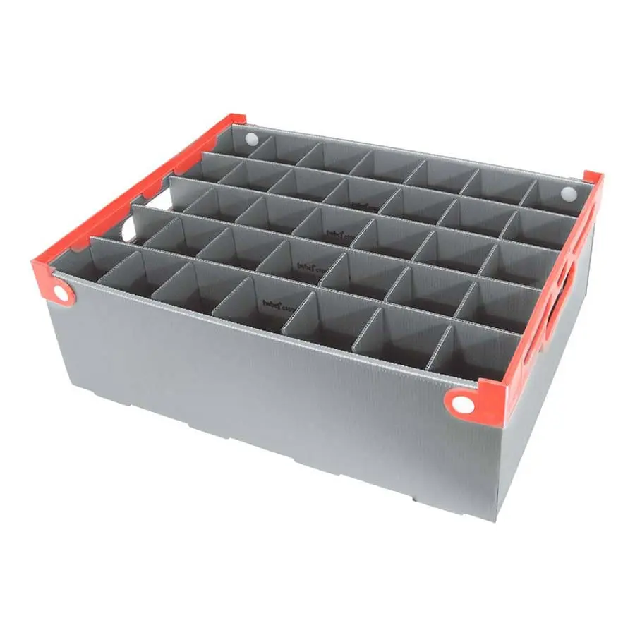 Glass Storage Crate (Red Handle) Cell: 6.4 x 6.4 x 16cm Holds 35 Glasses